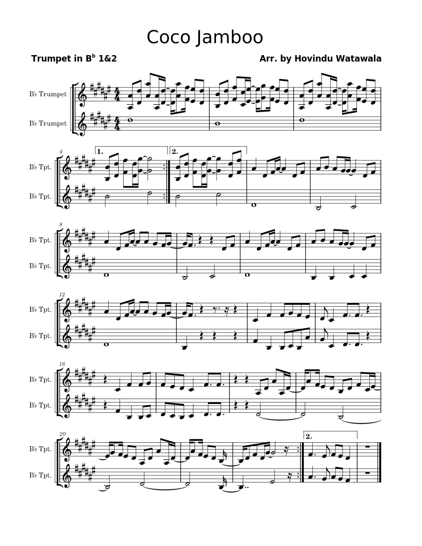 Coco jambo – Mr. President (Germany) Coco Jamboo – Arr. by Hovindu ...