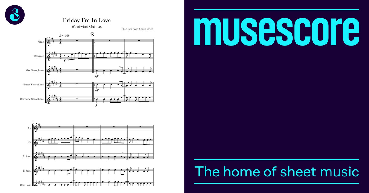 Friday I'm In Love Sheet music for Flute, Saxophone alto, Saxophone ...