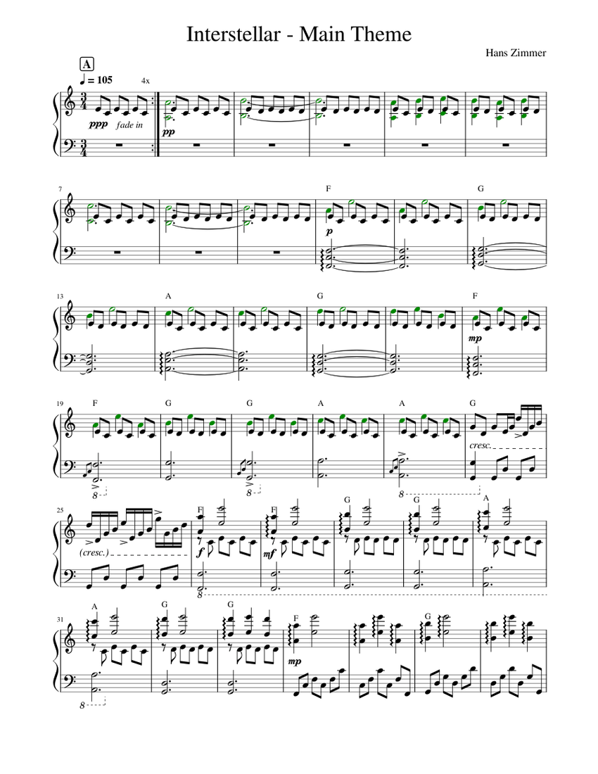 Interstellar - Main Theme - piano tutorial