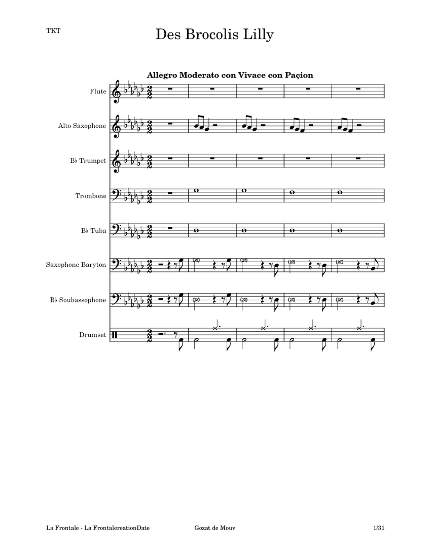 Des brocolis – TKT Sheet music for Trombone, Tuba, Flute, Saxophone ...