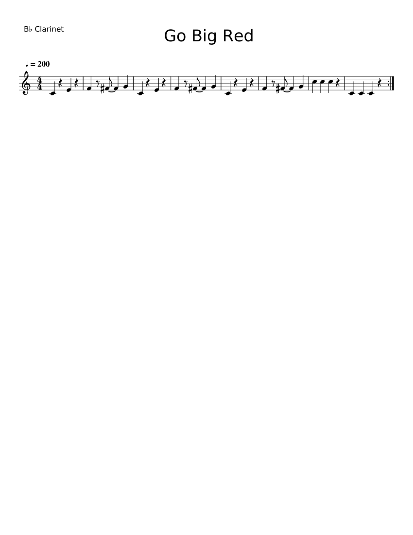 Go_Big_Red Sheet Music for Clarinet in b-flat (Solo) | MuseScore.com
