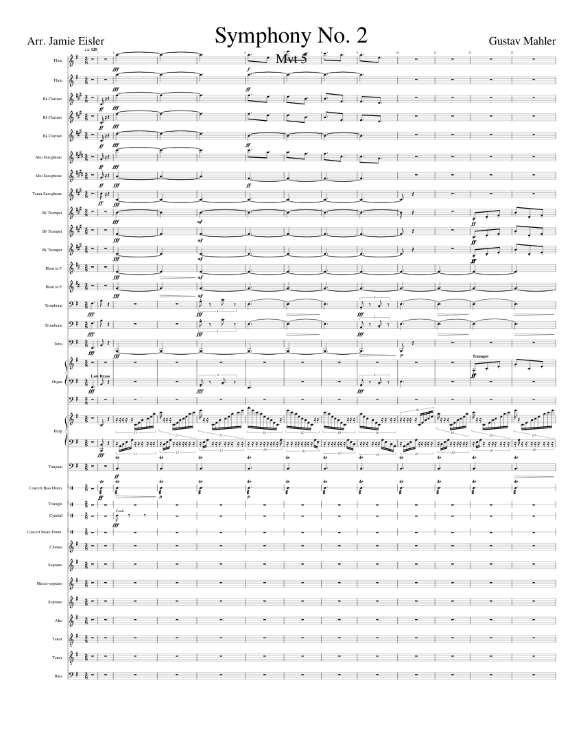 Mahler Symphony No. 2 Sheet music for Trombone, Soprano, Alto, Tenor ...