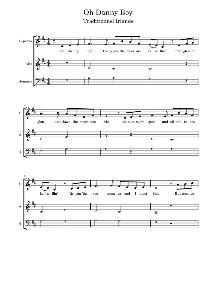 Oh Danny Boy – Irish Trad Oh Danny Boy Sheet music for Soprano, Alto ...