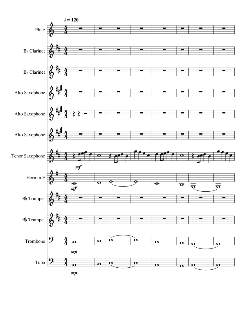 Triumphant Sheet music for Trombone, Tuba, Flute, Clarinet in b-flat ...