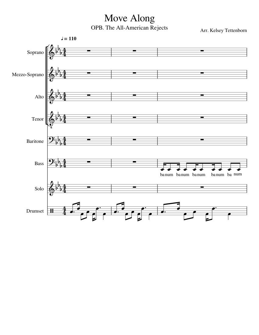 Move Along - The All-American Rejects Sheet Music for Piano, Drum group ...
