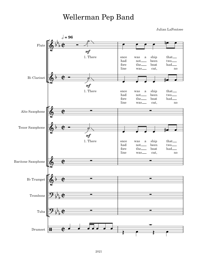 Wellerman Pep Band Sheet music for Trombone, Tuba, Flute, Clarinet in b ...