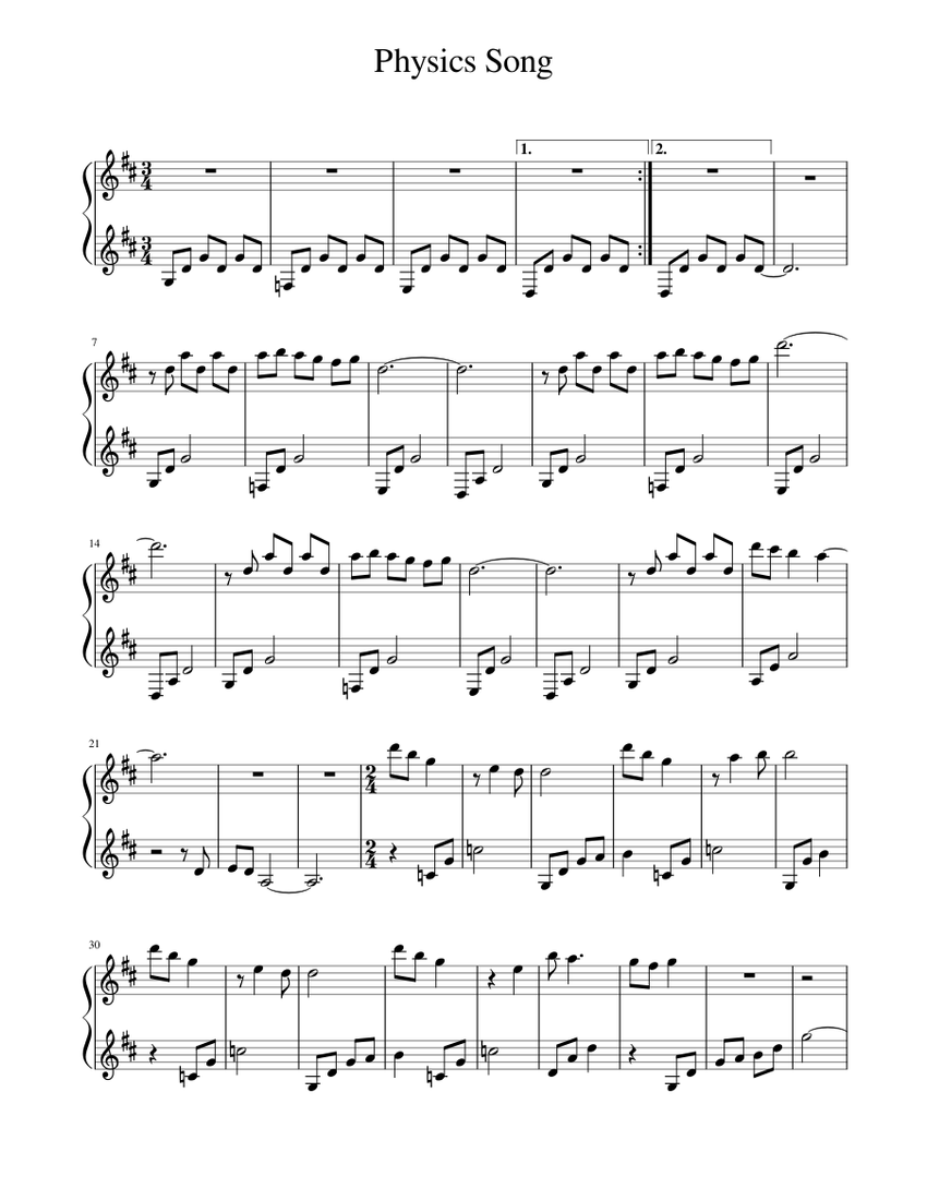 Physics Song Sheet music for Piano (Solo) Easy | Musescore.com