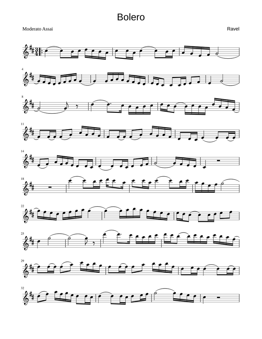 Bolero Sheet Music for Saxophone soprano (Solo) | MuseScore.com