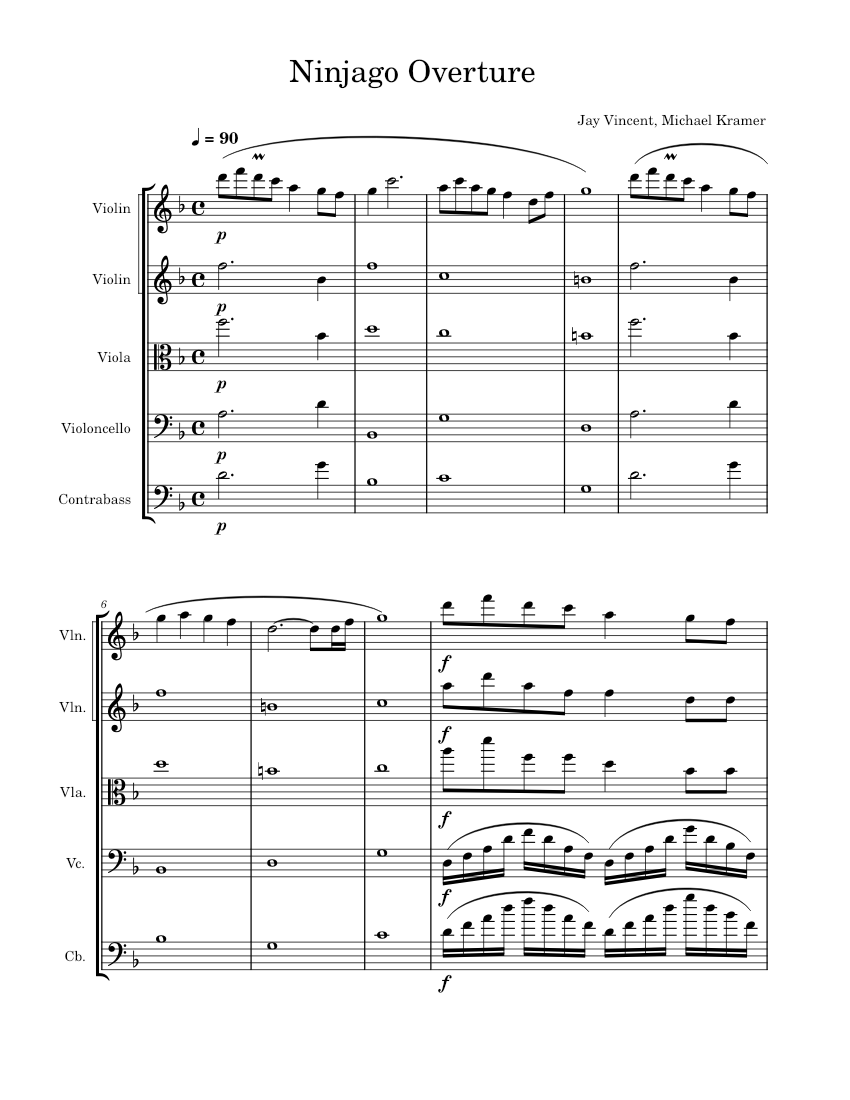 Lego ninjago - overture – Misc Cartoons Sheet music for Contrabass ...