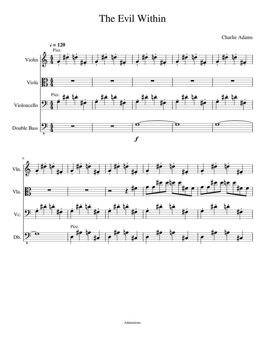The Evil Within Sheet Music for Violin, Viola (String Duet) | MuseScore.com