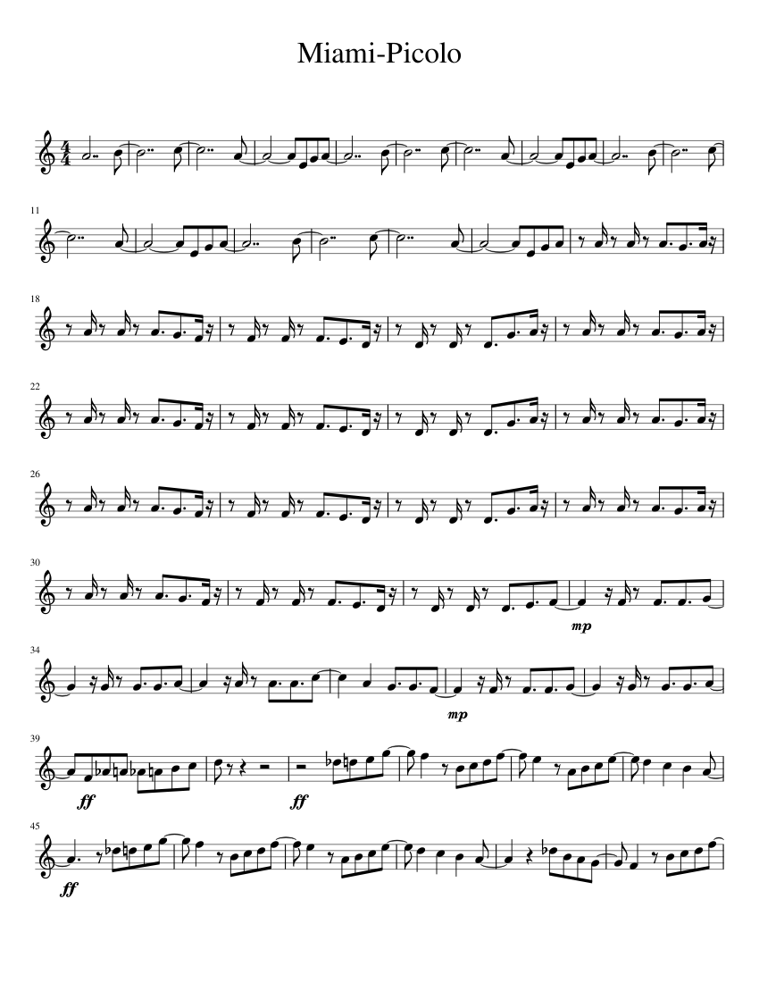 Miami-Picolo Sheet music for Flute piccolo (Solo) | Musescore.com