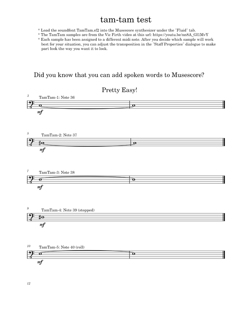 tam-tam test Sheet Music for Piano (Solo) | MuseScore.com