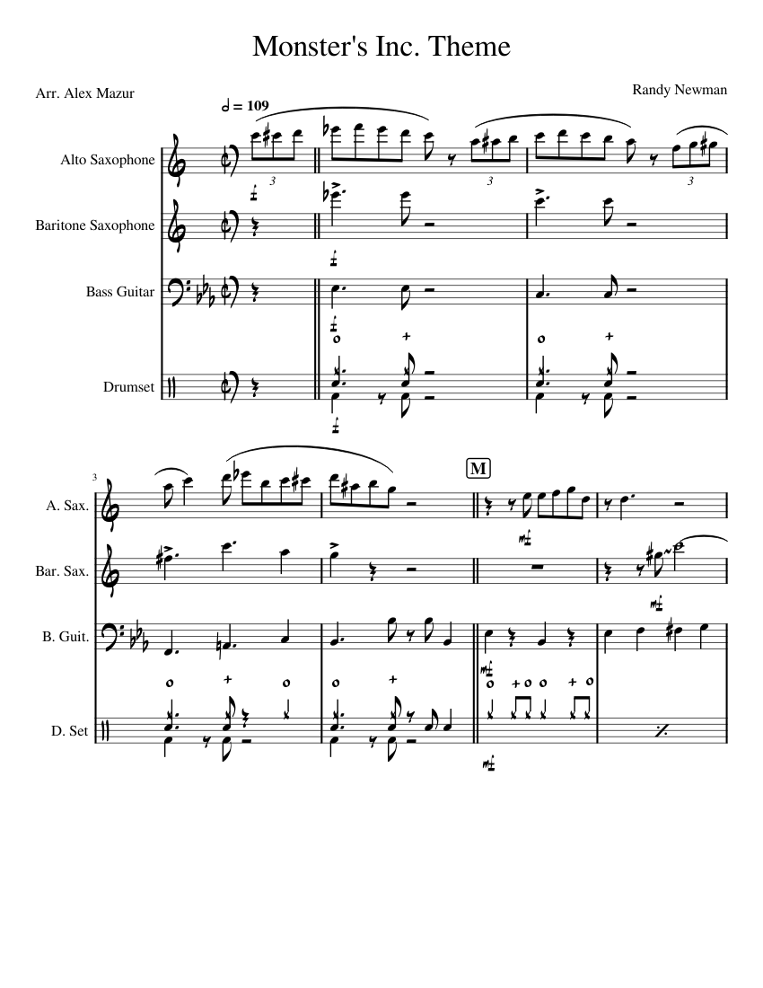 Monsters Inc – Randy Newman Monsters Inc. Theme Sheet music for ...