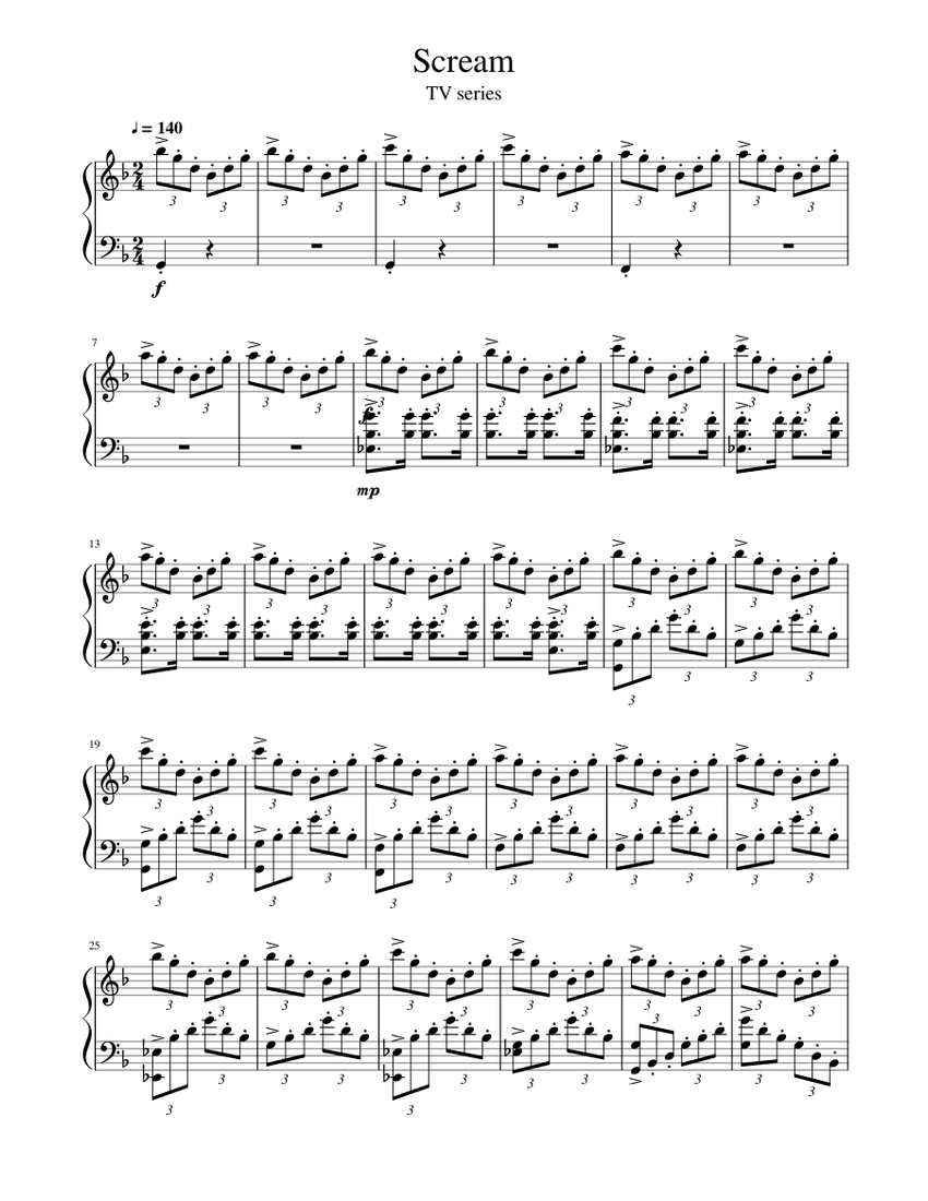 Scream TV Series Theme Sheet music for Piano (Solo) Easy | Musescore.com