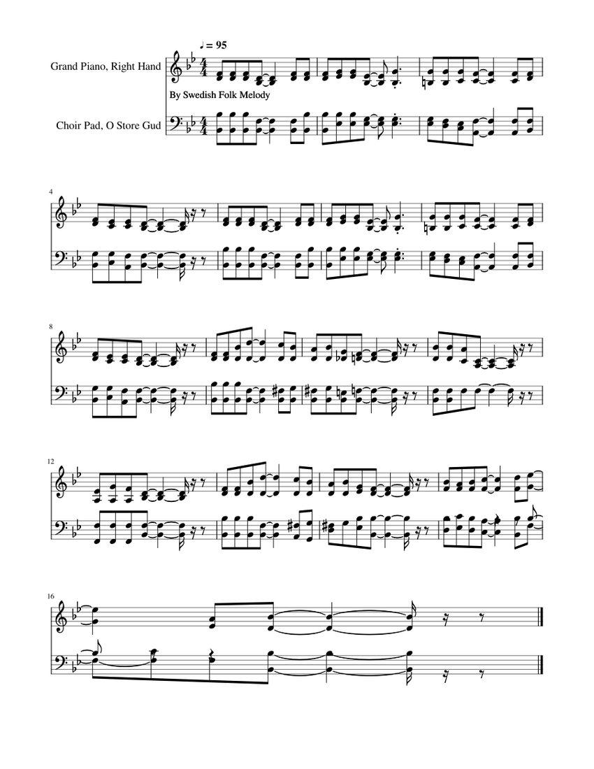 Du store Gud Sheet music for Piano, Synthesizer (Mixed Duet) | Musescore.com