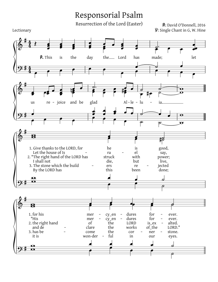 Responsorial Psalm - Easter Day Sheet Music for Organ (Church Choir ...