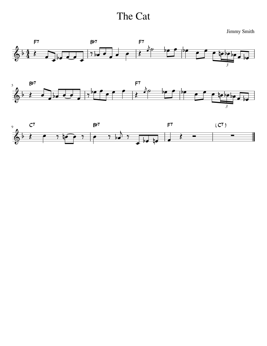 The Cat Sheet Music with Chords for Piano (Solo) easy | MuseScore.com