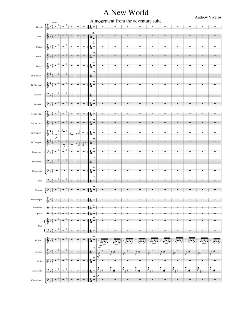 A New World Sheet Music for Trombone, Euphonium, Tuba, Flute piccolo ...
