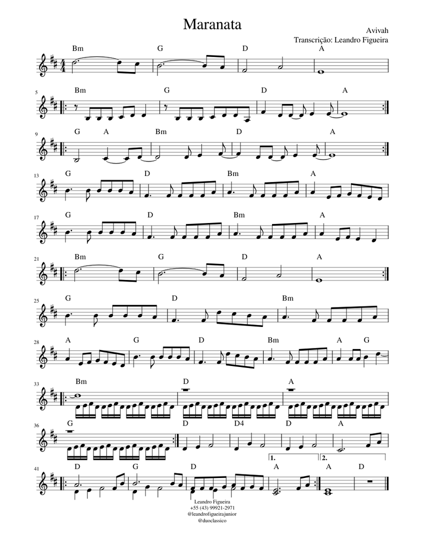 Maranata – Ministerio Avivah Sheet Music with Chords for Piano (Solo ...