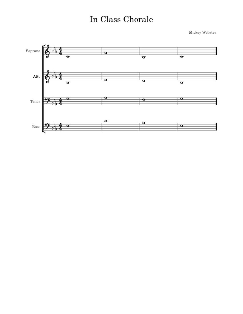 In Class Chorale Sheet music for Soprano, Alto, Tenor, Bass voice ...