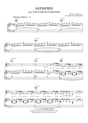 Play Official version of Satisfied Sheet Music by Lin-Manuel Miranda ...