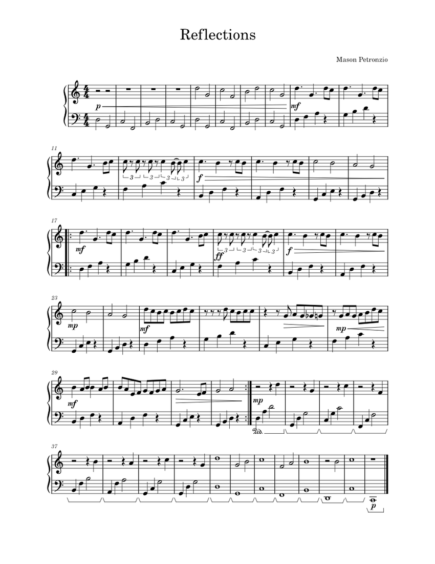 Reflections Sheet music for Piano (Solo) Easy | Musescore.com