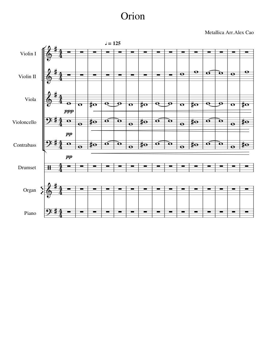 Orion for string Orchestra Sheet Music for Piano, Organ, Contrabass ...
