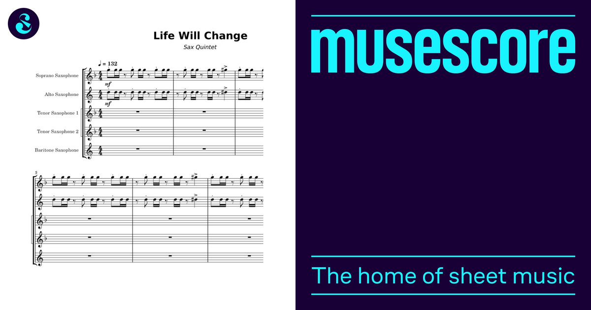 Life Will Change Sheet Music for Saxophone alto, Saxophone tenor ...