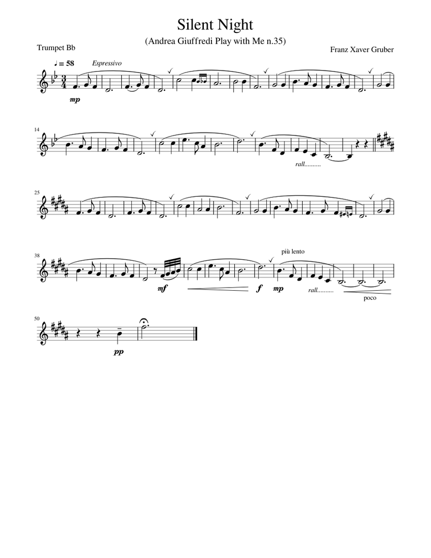 Silent Night Sheet Music for Trumpet in b-flat (Solo) | MuseScore.com