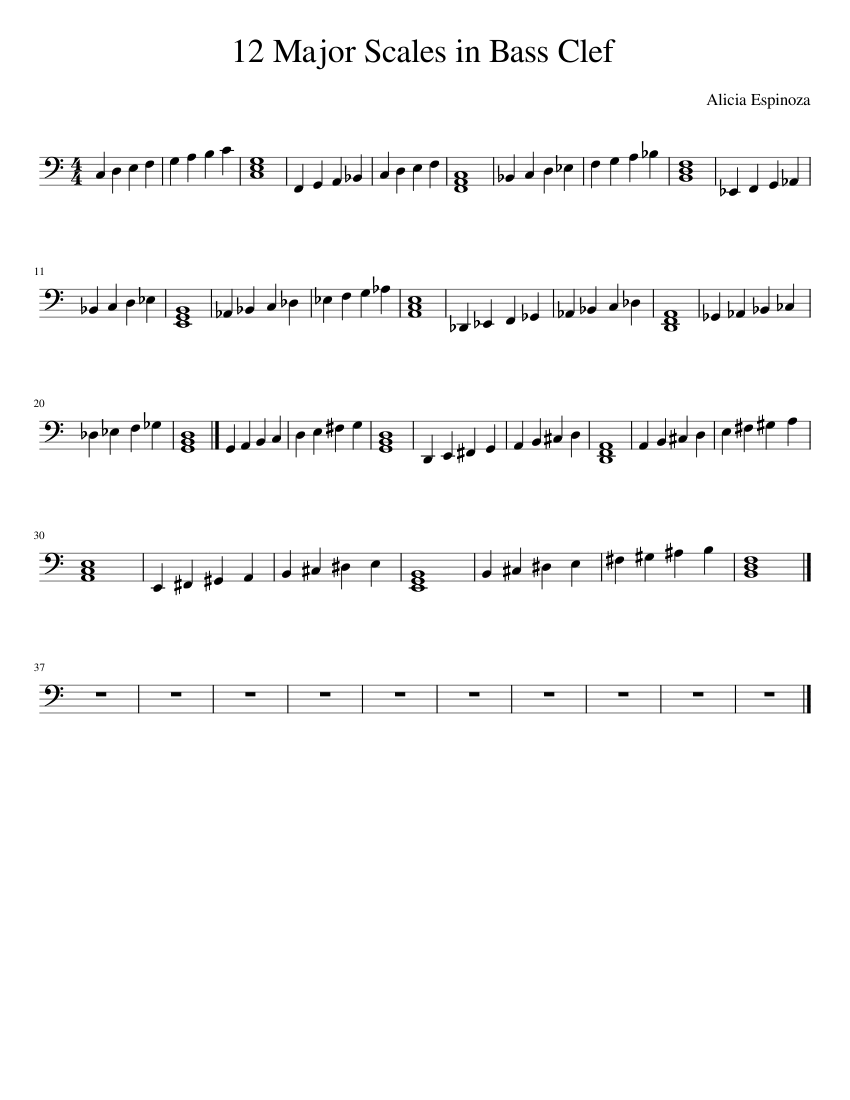 12_Major_Scales_in_Bass_Clef Sheet Music for Piano (Solo) Easy | MuseScore.com
