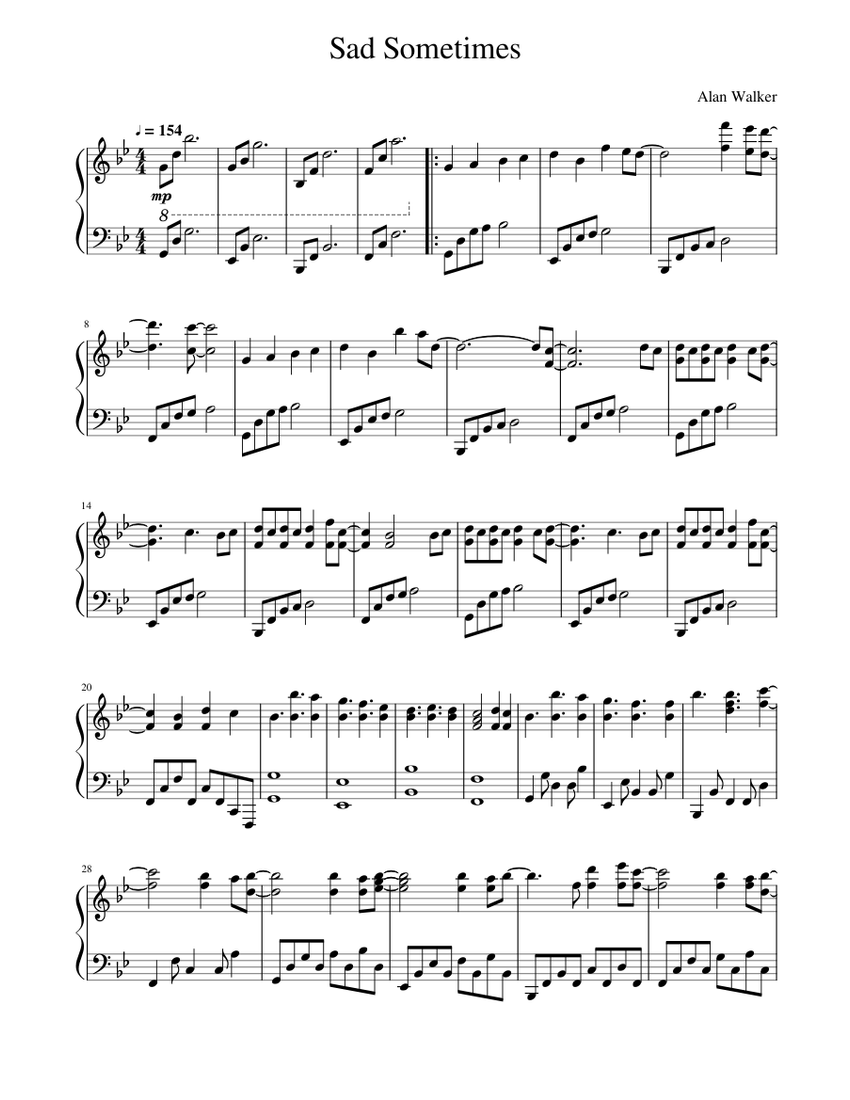 Sad Sometimes - Alan Walker, CORSAK, Huang Xiaoyun Sheet Music for ...