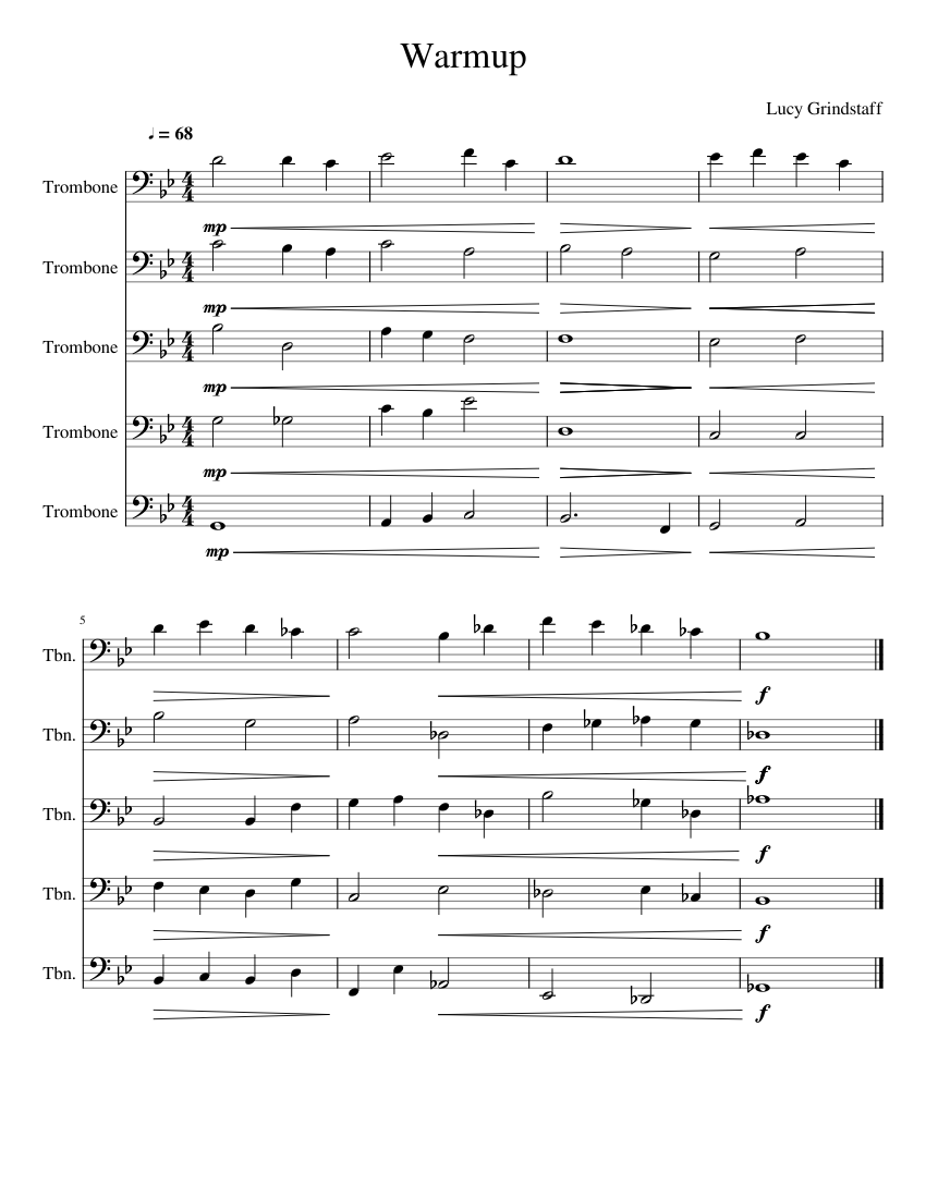 Warm-up Sheet music for Trombone (Mixed Quintet) | Musescore.com