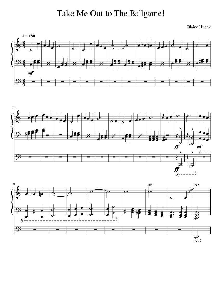 Take Me Out to The Ballgame! Sheet Music for Organ (Solo) | MuseScore.com