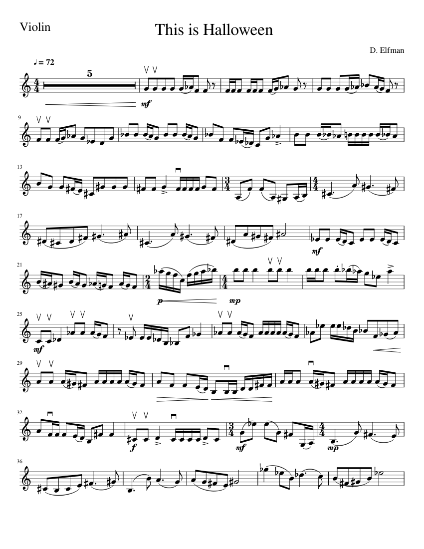 The Nightmare Before Christmas 1 This is Halloween Violin I mscz Sheet ...