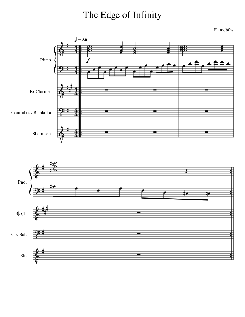 The Edge of Infinity - Flameb0w Sheet Music for Piano, Clarinet in b ...