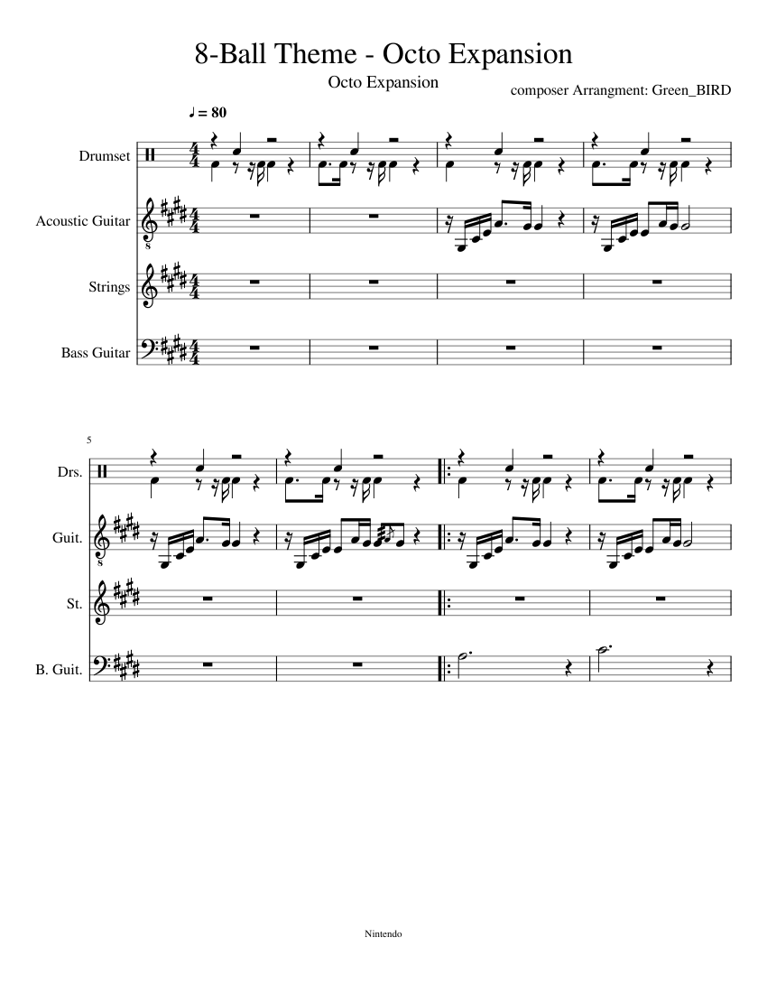 #8 Regret [8 Ball Theme] - Octo Expansion Sheet Music for Guitar, Bass ...