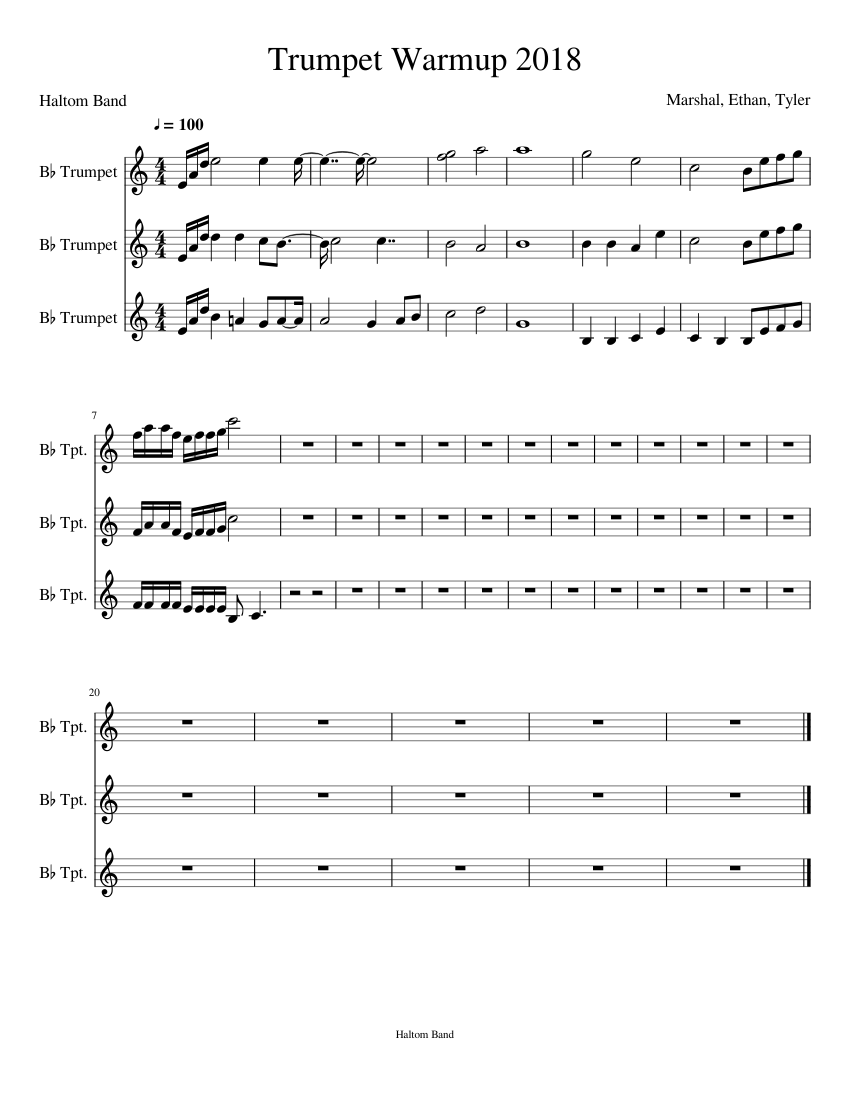 Trumpet Warmup 2018 Sheet music for Trumpet in b-flat (Mixed Trio ...