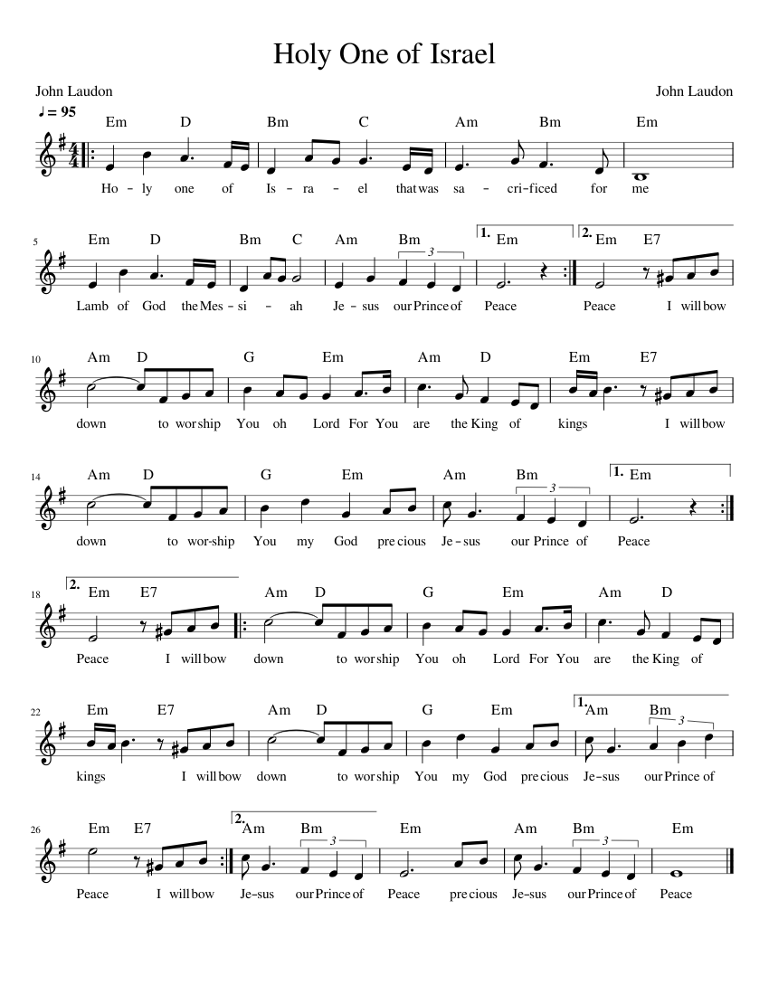Holy One of Israel Sheet Music for Piano (Solo) Easy | MuseScore.com