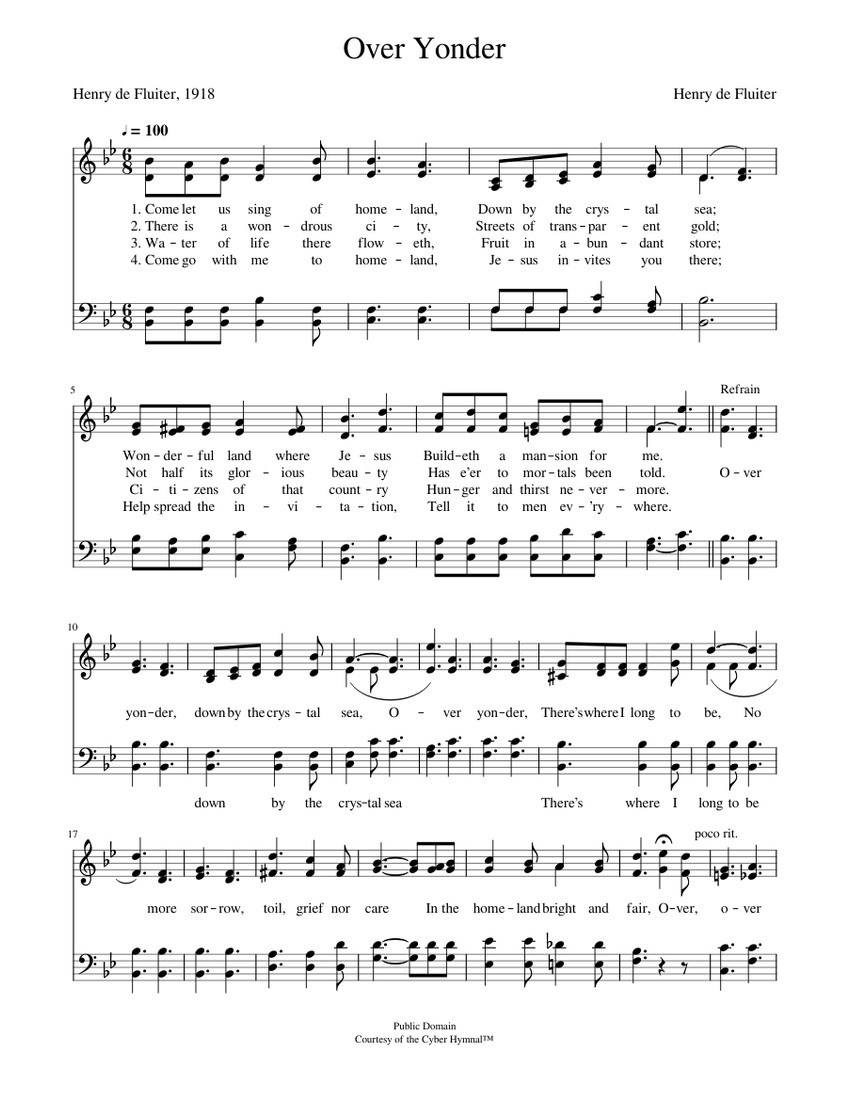 Over yonder - Henry de Fluiter Sheet music for Piano (Piano Duo ...