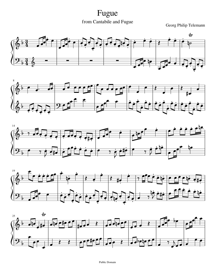 Fugue Sheet Music for Piano (Solo) easy | MuseScore.com