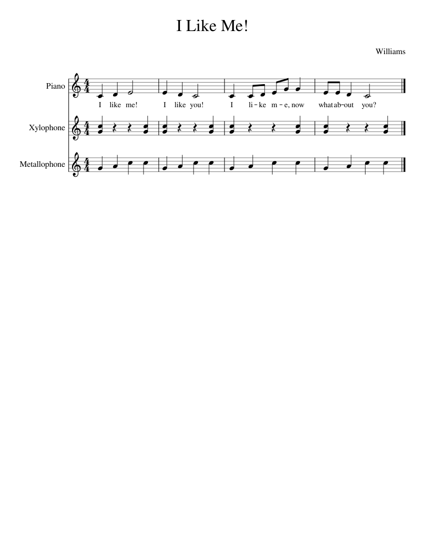 I Like Me! Sheet music for Piano, Xylophone, Metallophone (Mixed Trio ...
