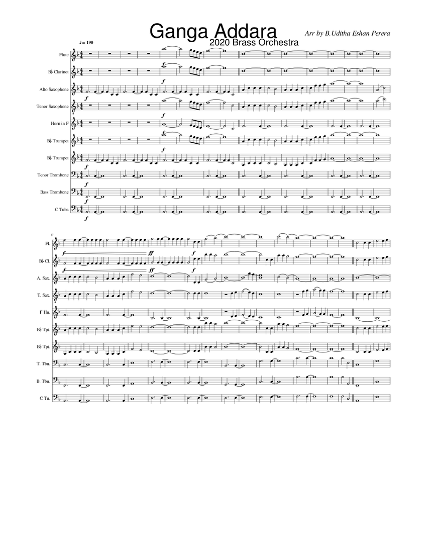 Ganga Addara Brass Band Sheet music for Tuba, Trombone tenor, Trombone ...