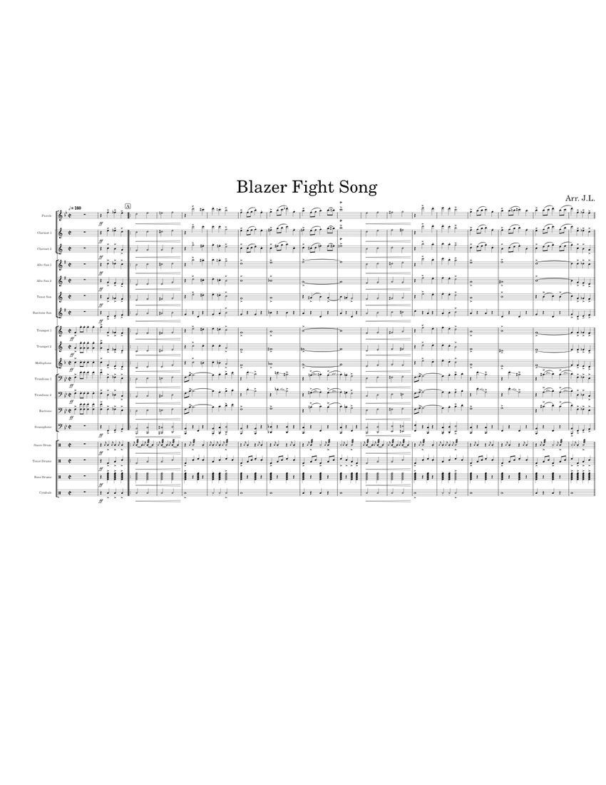 Blazer Fight Song – Arr. J.L. Sheet music for Trombone, Euphonium ...