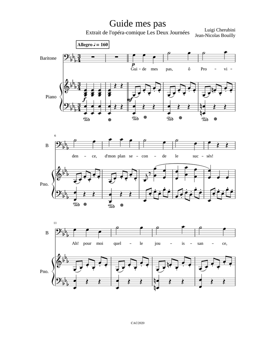 Guide mes pas Sheet music for Piano (Solo) | Musescore.com