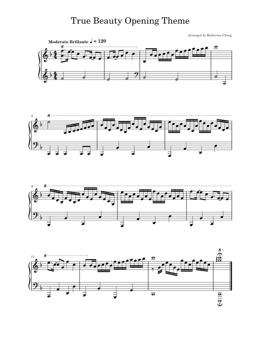 True Beauty Opening Theme Sheet Music for Piano (Solo) Easy | MuseScore.com