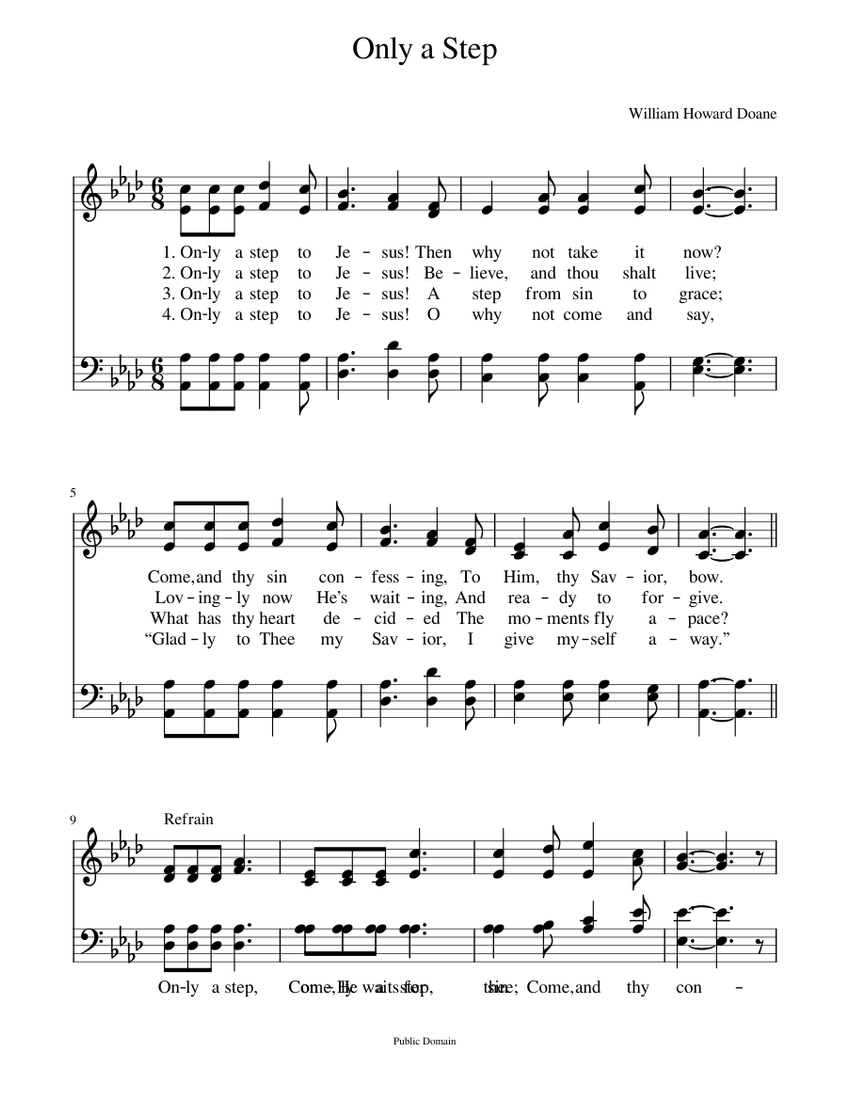 Only a step to Jesus - W. Howard Doane Sheet music for Piano (Piano Duo ...
