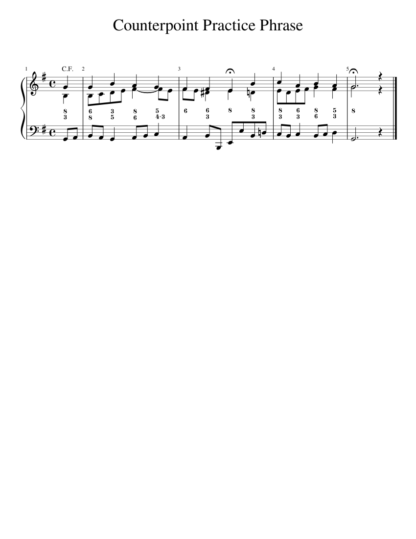 Counterpoint Practice Phrase Sheet music for Piano (Solo) Easy ...