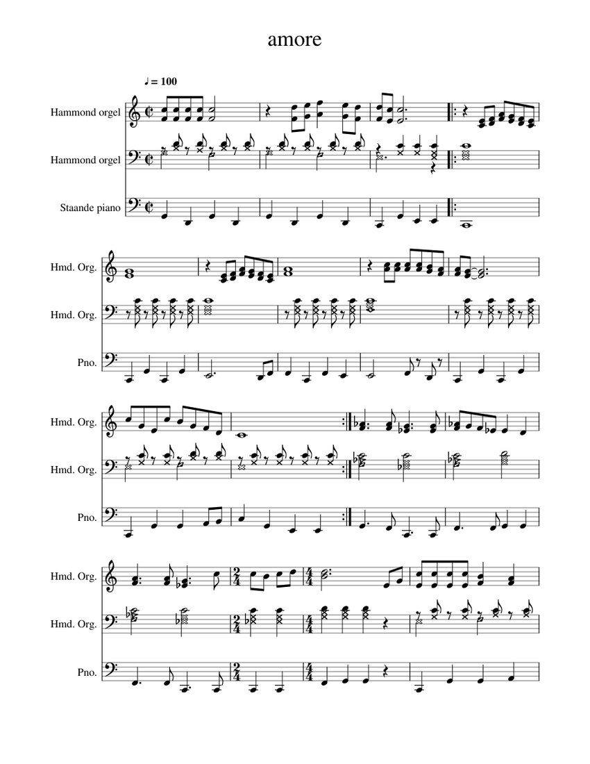 Amore Sheet Music for Piano, Organ (Women’s Choir) | MuseScore.com