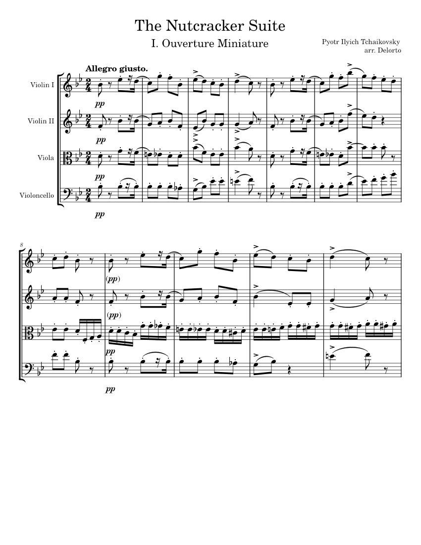 Tchaikovsky Op. 71a - The Nutcracker Suite for String Quartet - I ...