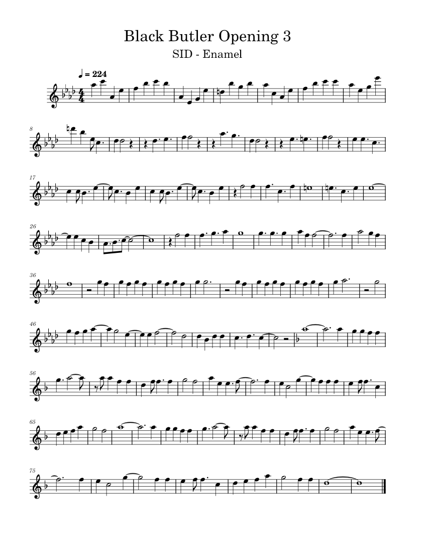 Black Butler Opening 3 - piano tutorial